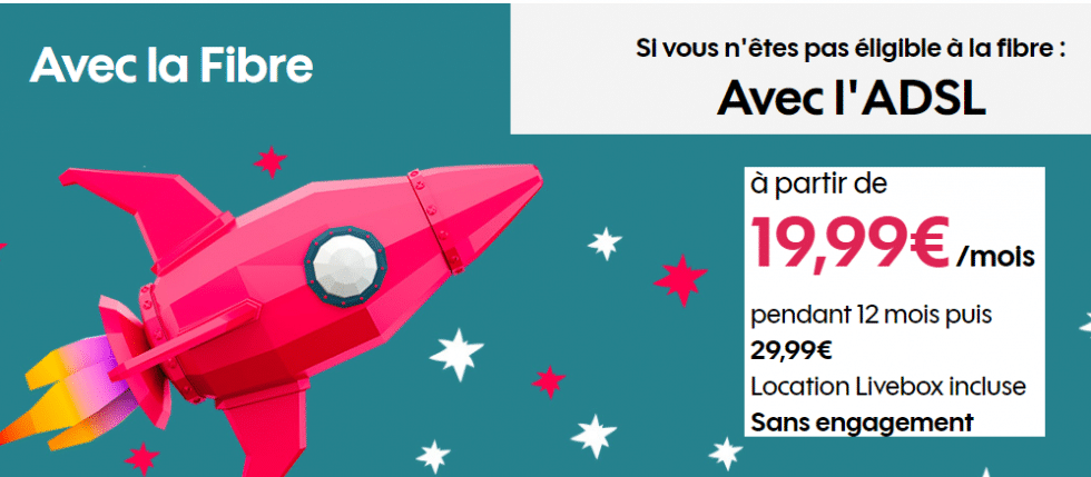 Boite sosh en promo : Offre sans engagement adsl ou fibre à 19.99€/mois